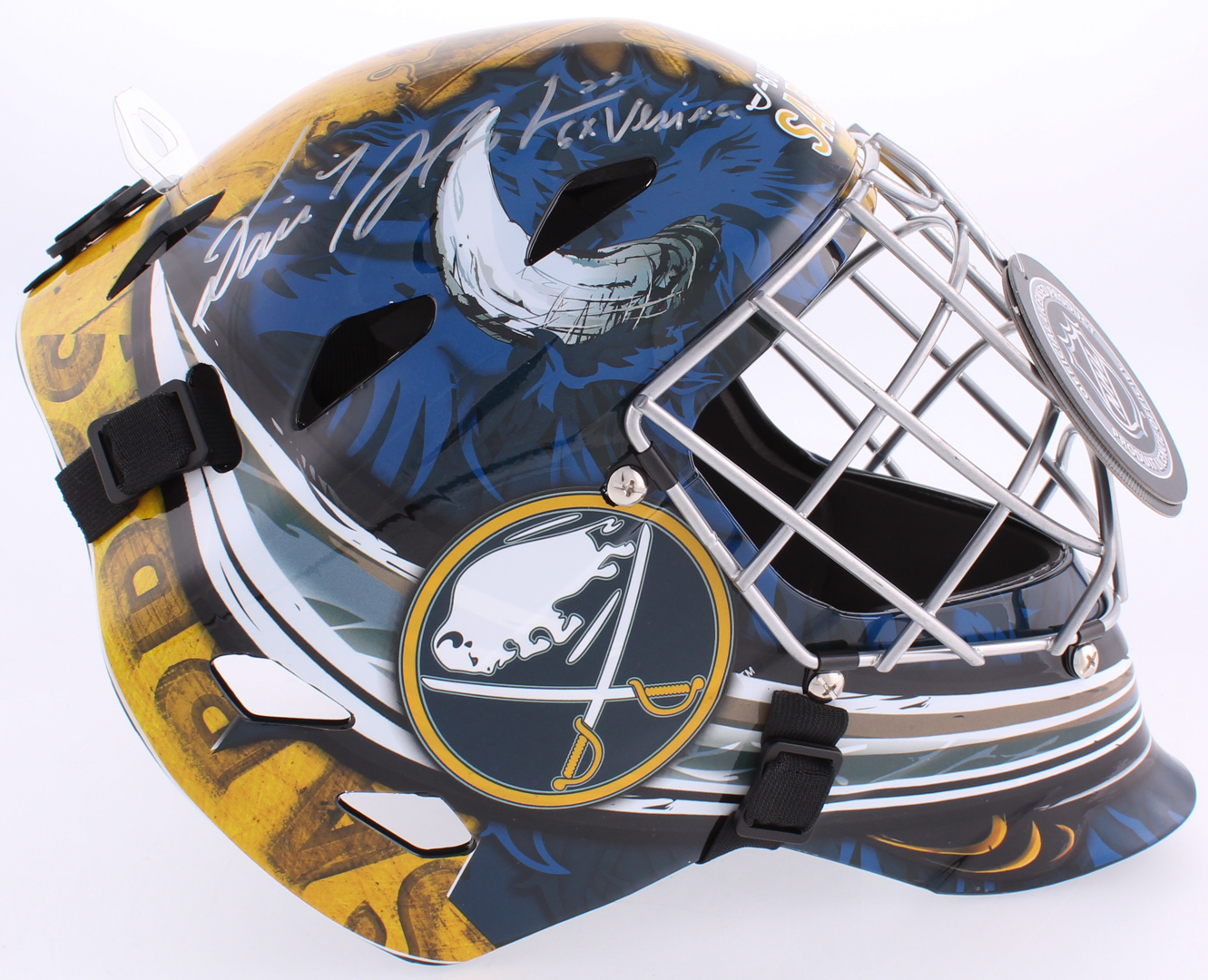 Dominik Hasek Signed Sabers Full-Size Goalie Mask Inscribed "6x Vezina ...