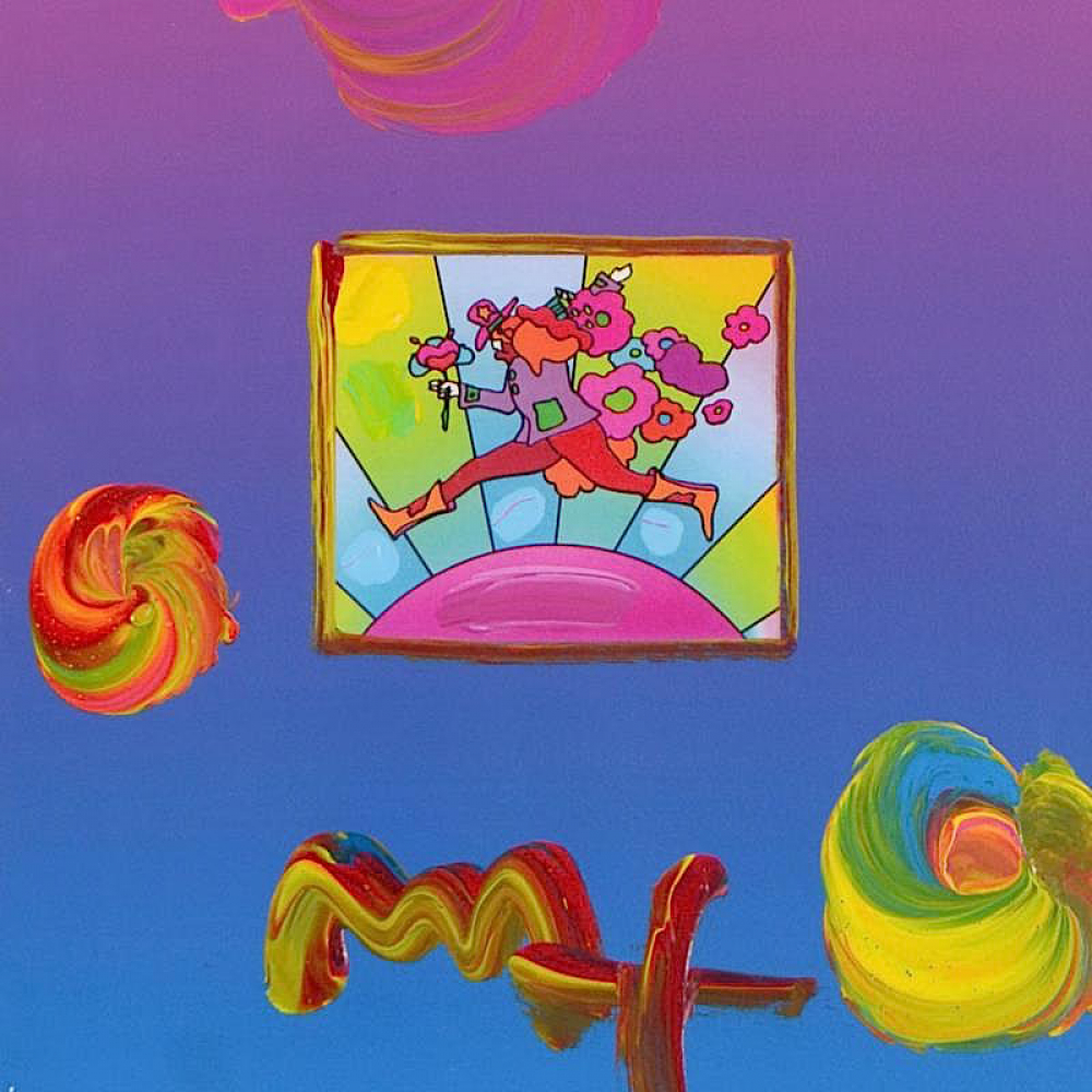 Peter Max "Flower Jumper Over Sunrise" Signed 8.5" x 11" Original ...