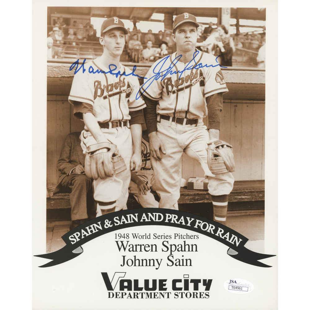 Warren Spahn & Johnny Sain Signed Braves 8x10 Photo (JSA COA ...