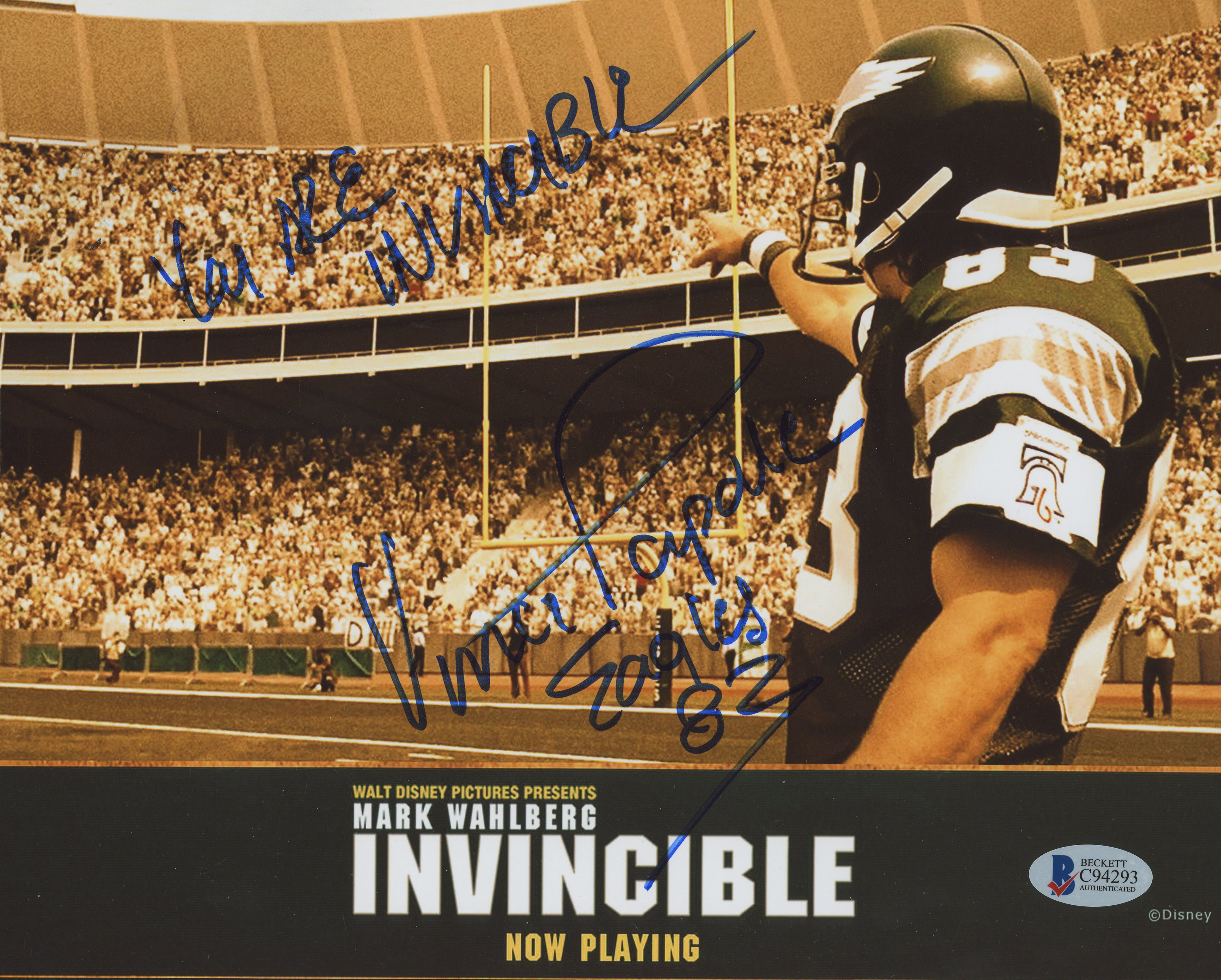 Vincent Papale Signed "Invincible" 8x10 Photo Inscribed "You Are ...