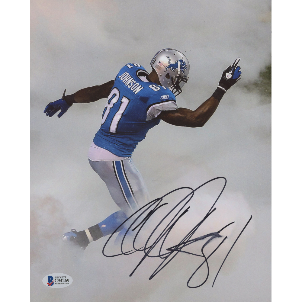 Calvin Johnson Signed Lions 8x10 Photo (Beckett COA) | Pristine Auction