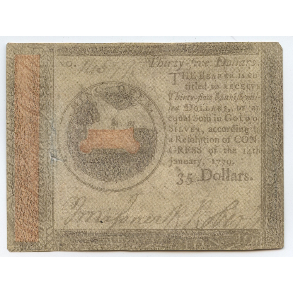 1779 Continental Currency $35 Thirty-Five Dollars Colonial Currency ...