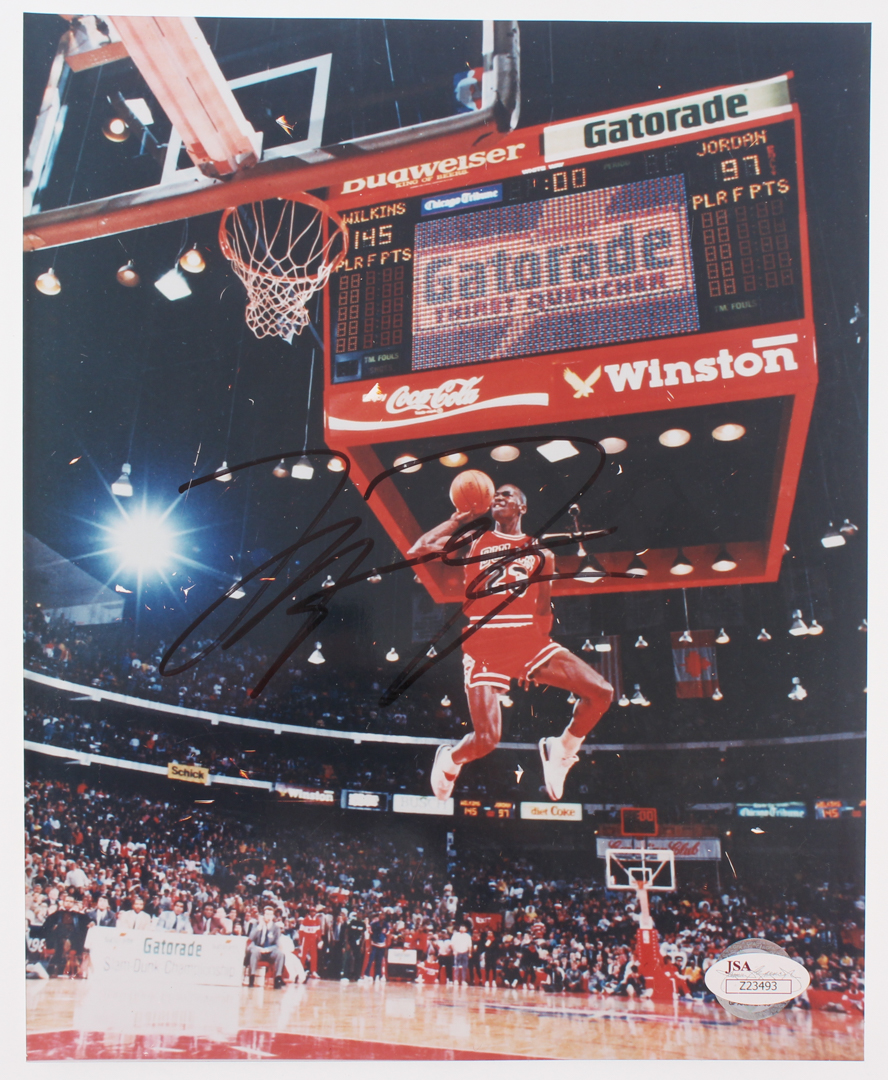 Michael Jordan Signed Bulls "1988 Gatorade Slam" 8x10 Photo (JSA LOA) (Imperfect) | Pristine Auction