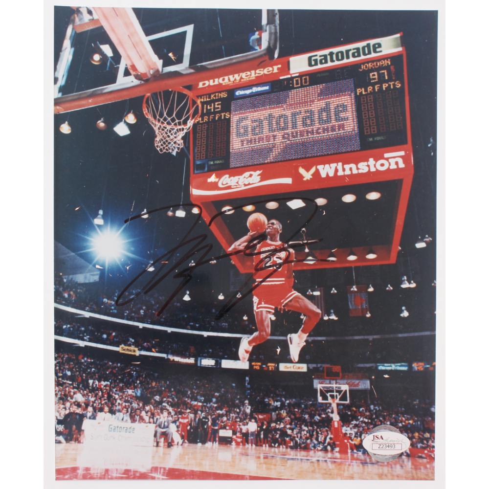 Michael Jordan Signed Bulls "1988 Gatorade Slam" 8x10 Photo (JSA LOA) (Imperfect) | Pristine Auction