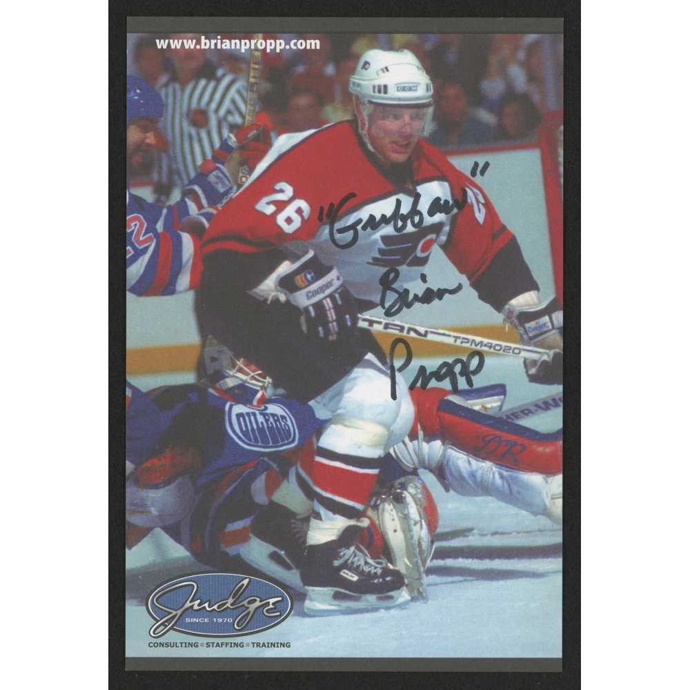Brian Propp Signed 4x6 Flyers Postcard Inscribed "Guffaw" (SI COA ...