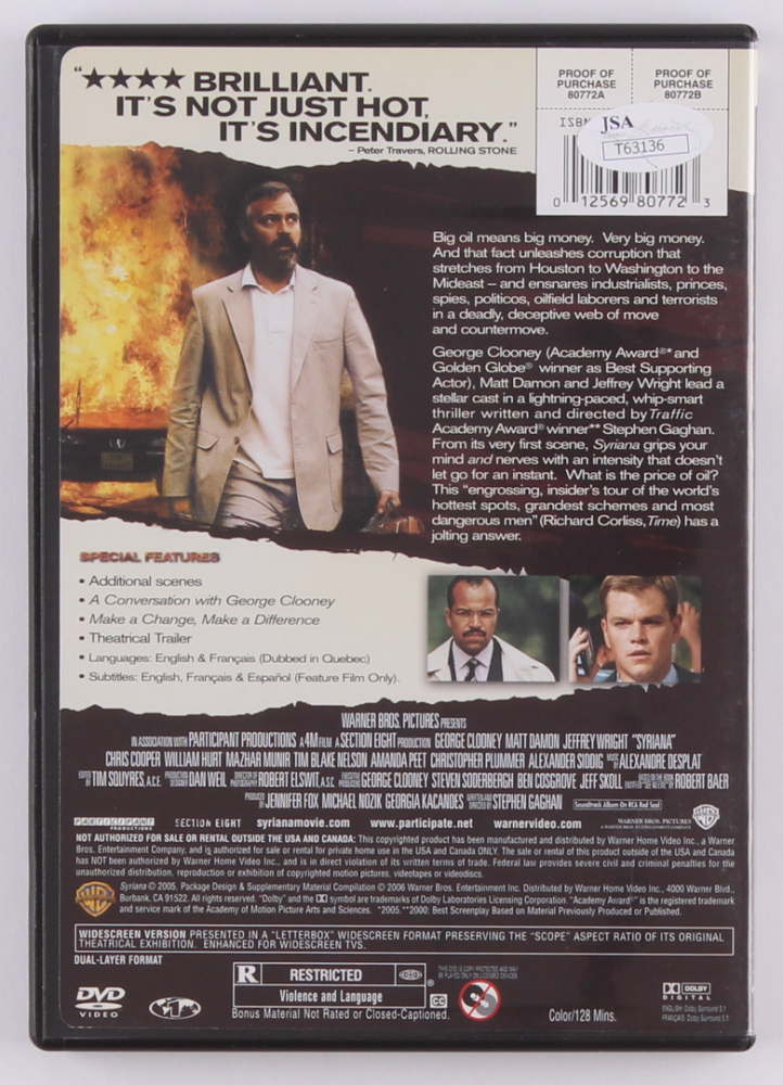 Matt Damon Signed "Syriana" DVD Cover (JSA COA) | Pristine Auction
