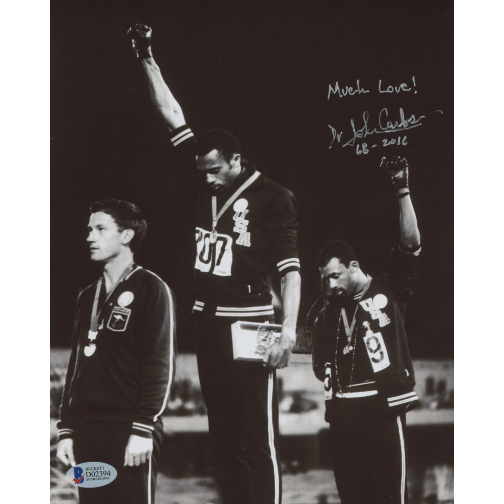 John Carlos Signed Team USA 8x10 Photo Inscribed "68-2016" (Beckett COA ...