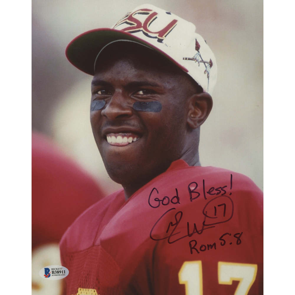 Charlie Ward Signed FSU Seminoles 8x10 Photo Inscribed "God Bless ...