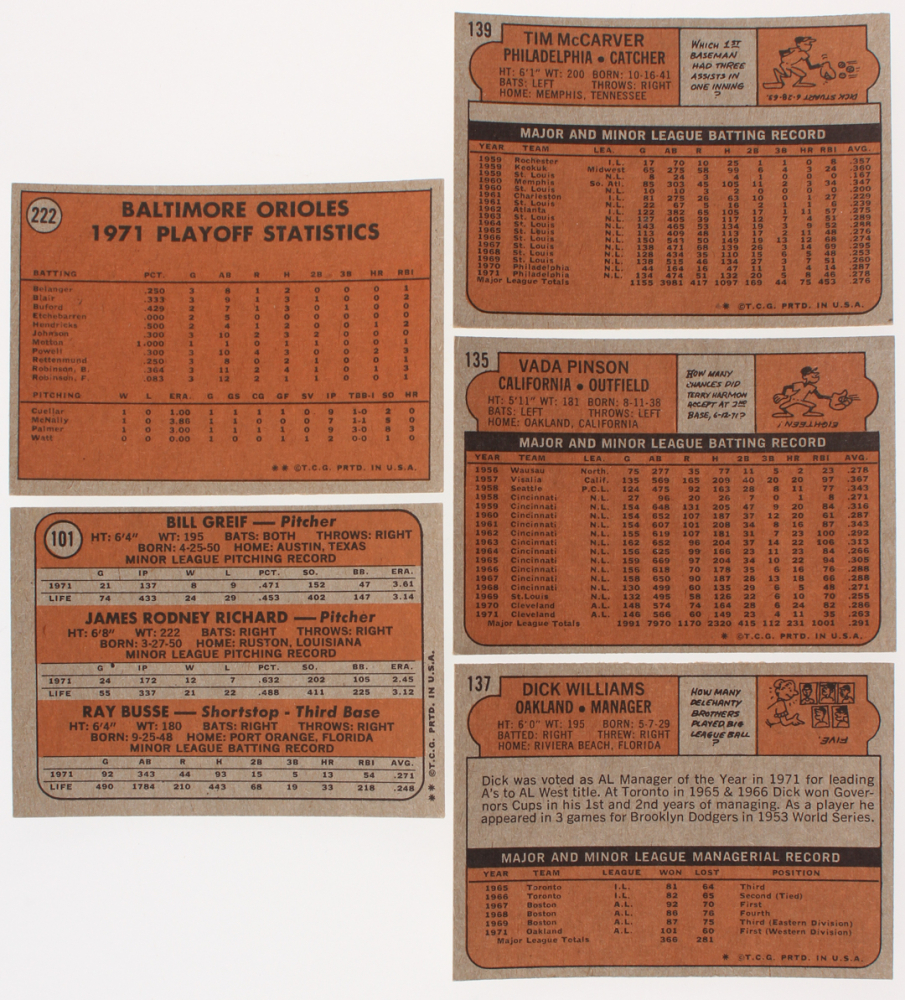 Lot of (148) 1972 Topps Baseball Cards #101-250 with #103 Checklist 133 ...
