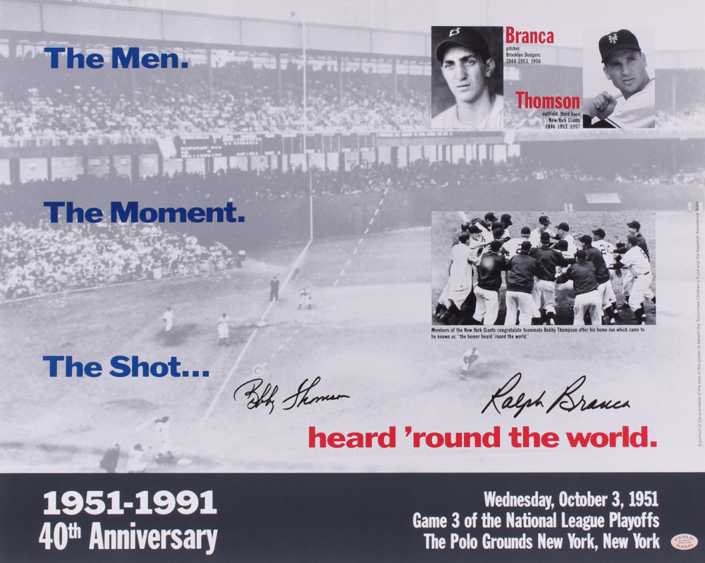 Bobby Thomson & Ralph Branca Signed "Shot Heard 'Round the World" 40th ...