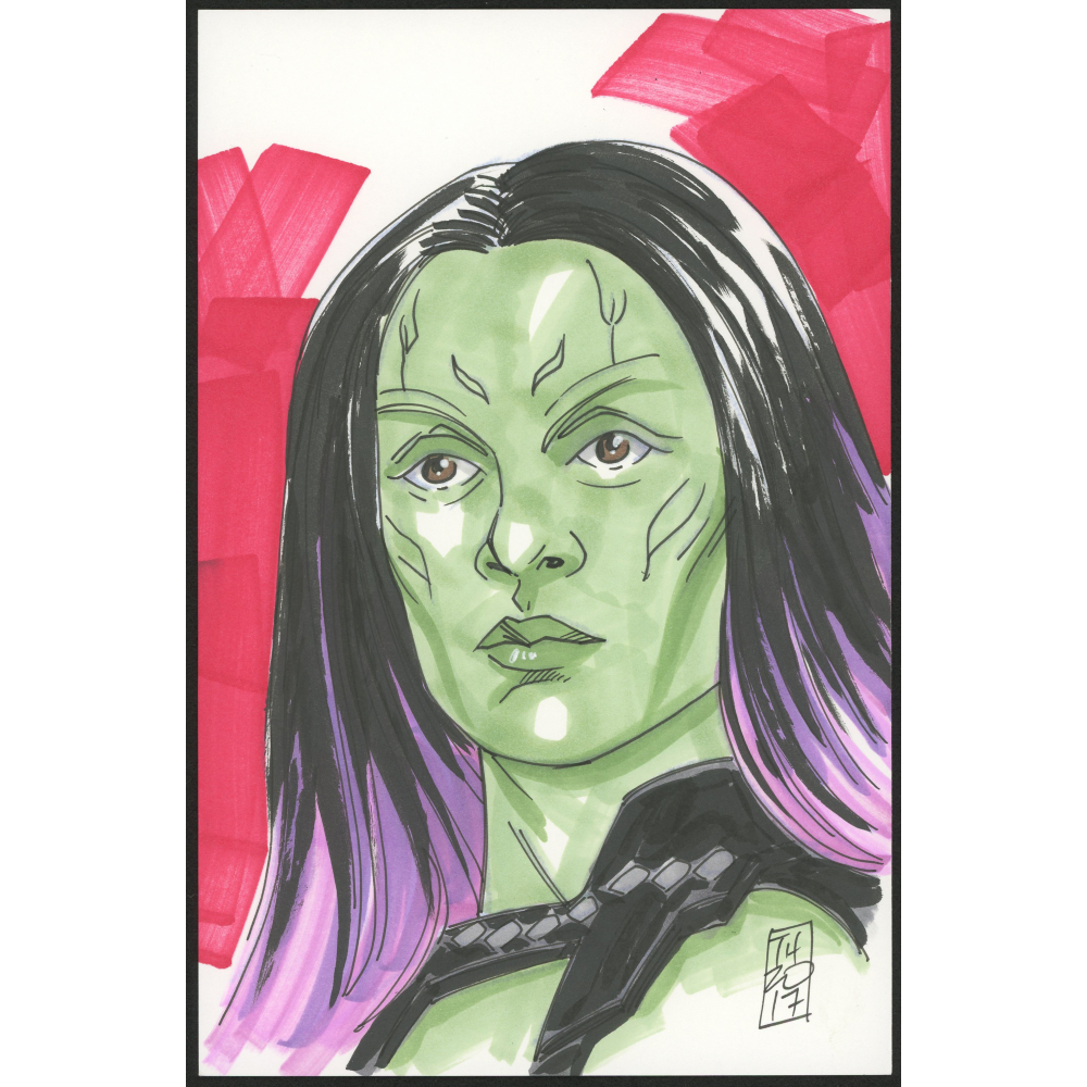 Tom Hodges - Gamora "Guardians of the Galaxy" Signed ORIGINAL 5.5" x 8. ...