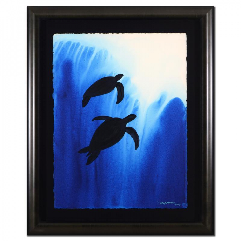Wyland Signed "Two Turtles" 32x39 Custom Framed Original Watercolor ...