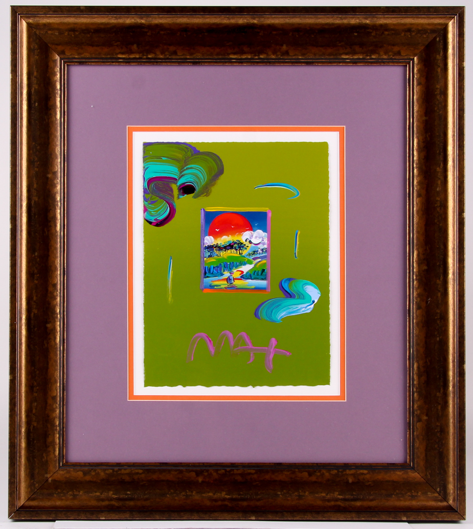 Peter Max "Without Borders" Signed 8.5" x 11" Original Acrylic Mixed ...