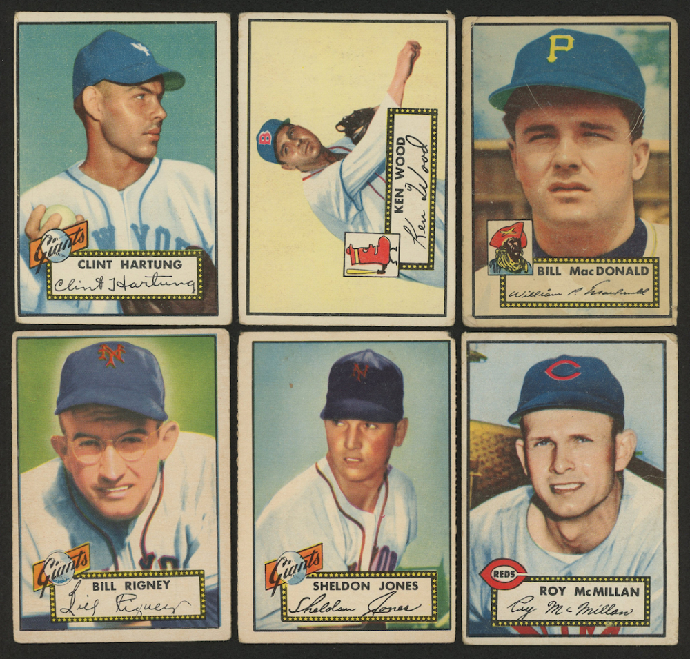 Lot of (6) 1952 Topps Baseball Cards with #125 Bill Rigney, #130 ...