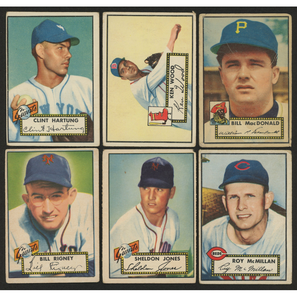 Lot of (6) 1952 Topps Baseball Cards with #125 Bill Rigney, #130 ...
