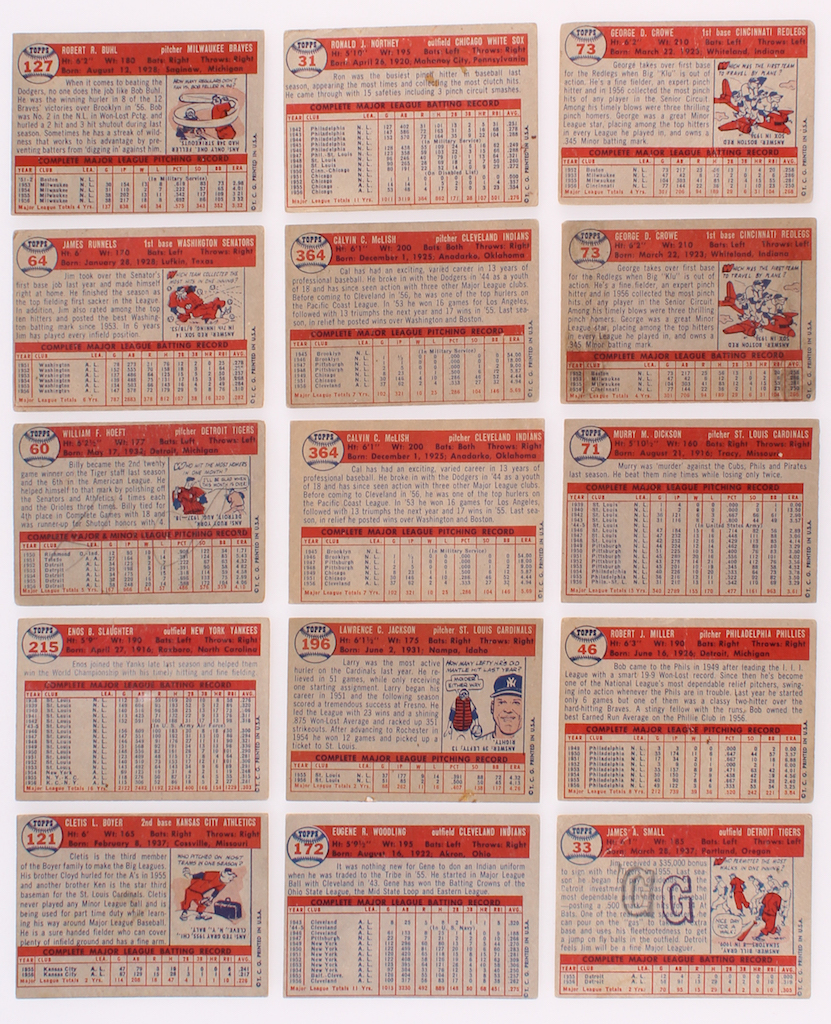 Lot of (15) 1957 Topps Baseball Cards with #31 Ron Northey, #33 Jim ...