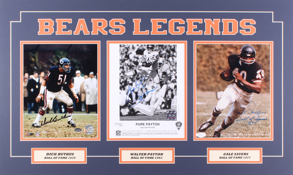 Dick Butkus, Walter Payton & Gale Sayers Signed "Bears Greats" 18x30 ...