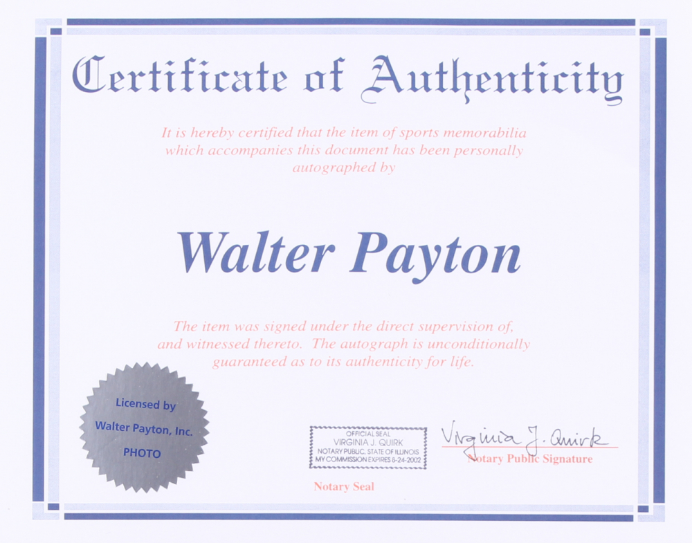 Dick Butkus, Walter Payton & Gale Sayers Signed "Bears Greats" 18x30 ...