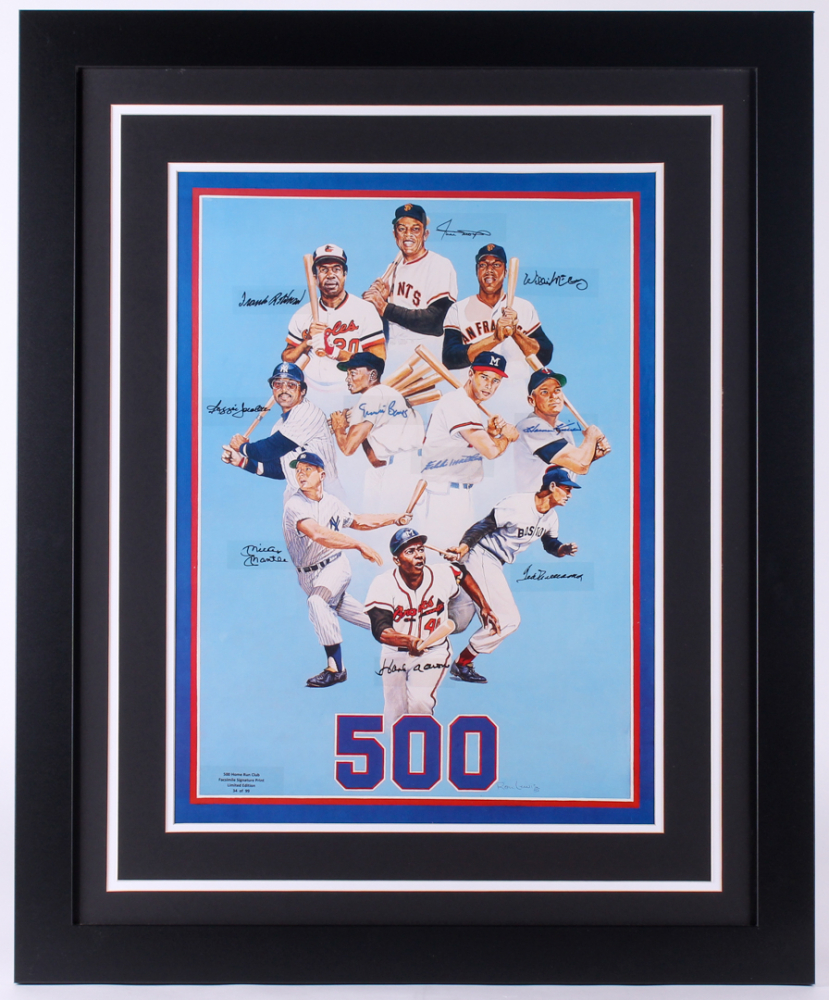 "500 Home Run Club" LE Custom Framed 27.5x33.5 Lithograph with (10 ...