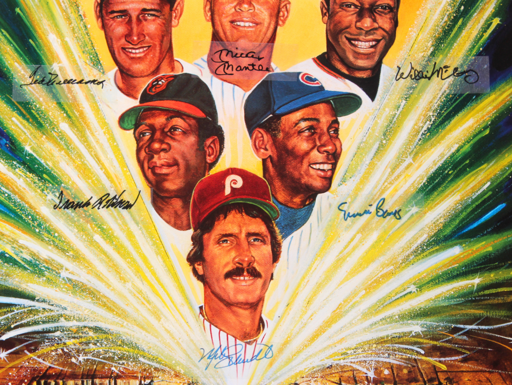 "500 Home Run Club" LE Custom Framed 27.5x33.5 Lithograph with (11 ...