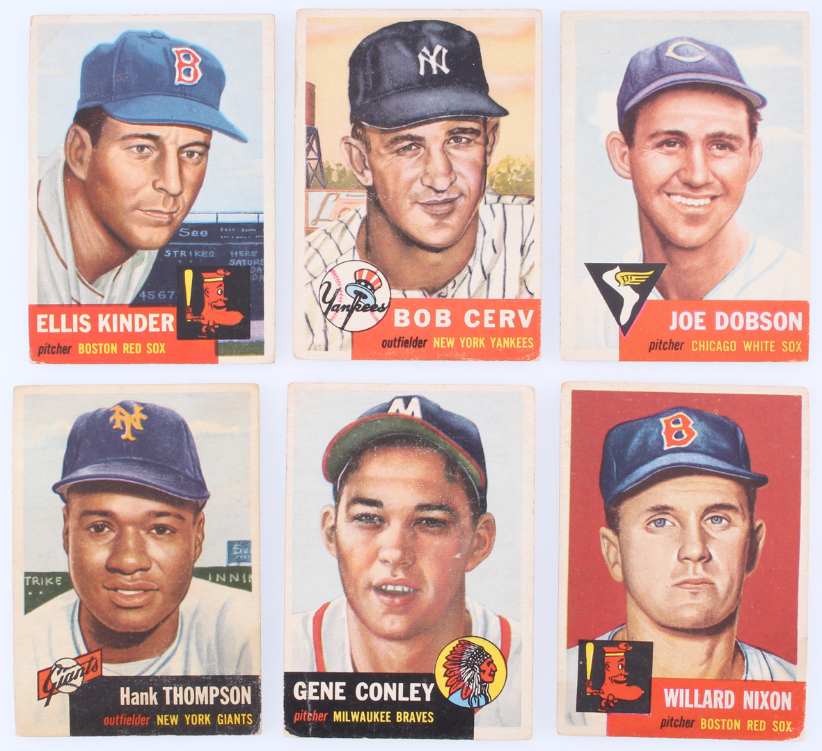 Lot of (54) 1953 Topps Baseball Cards with #210 Bob Cerv, #5 Joe Dobson ...