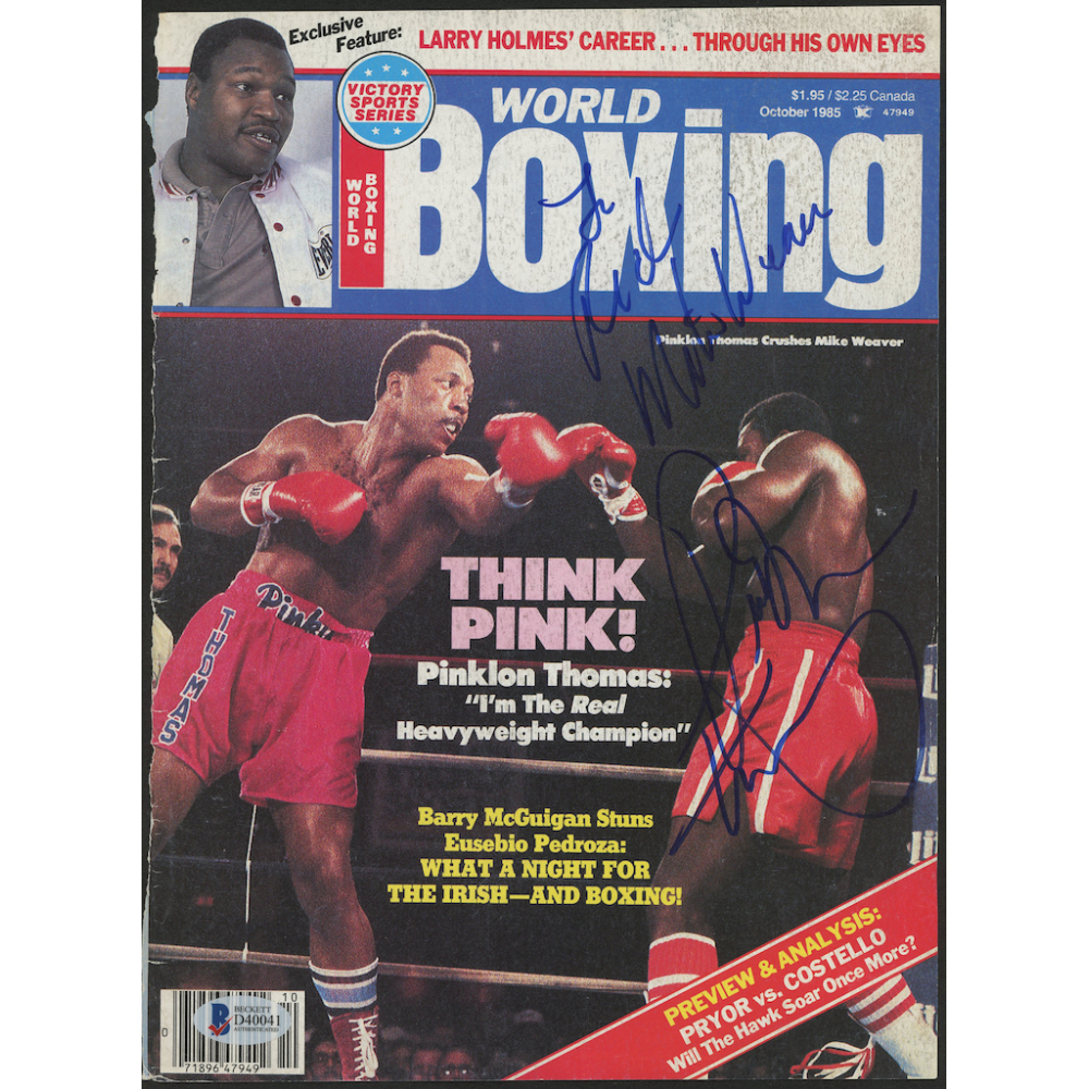 Mike Weaver & Pinklon Thomas Signed 1985 World Boxing Magazine Cover ...