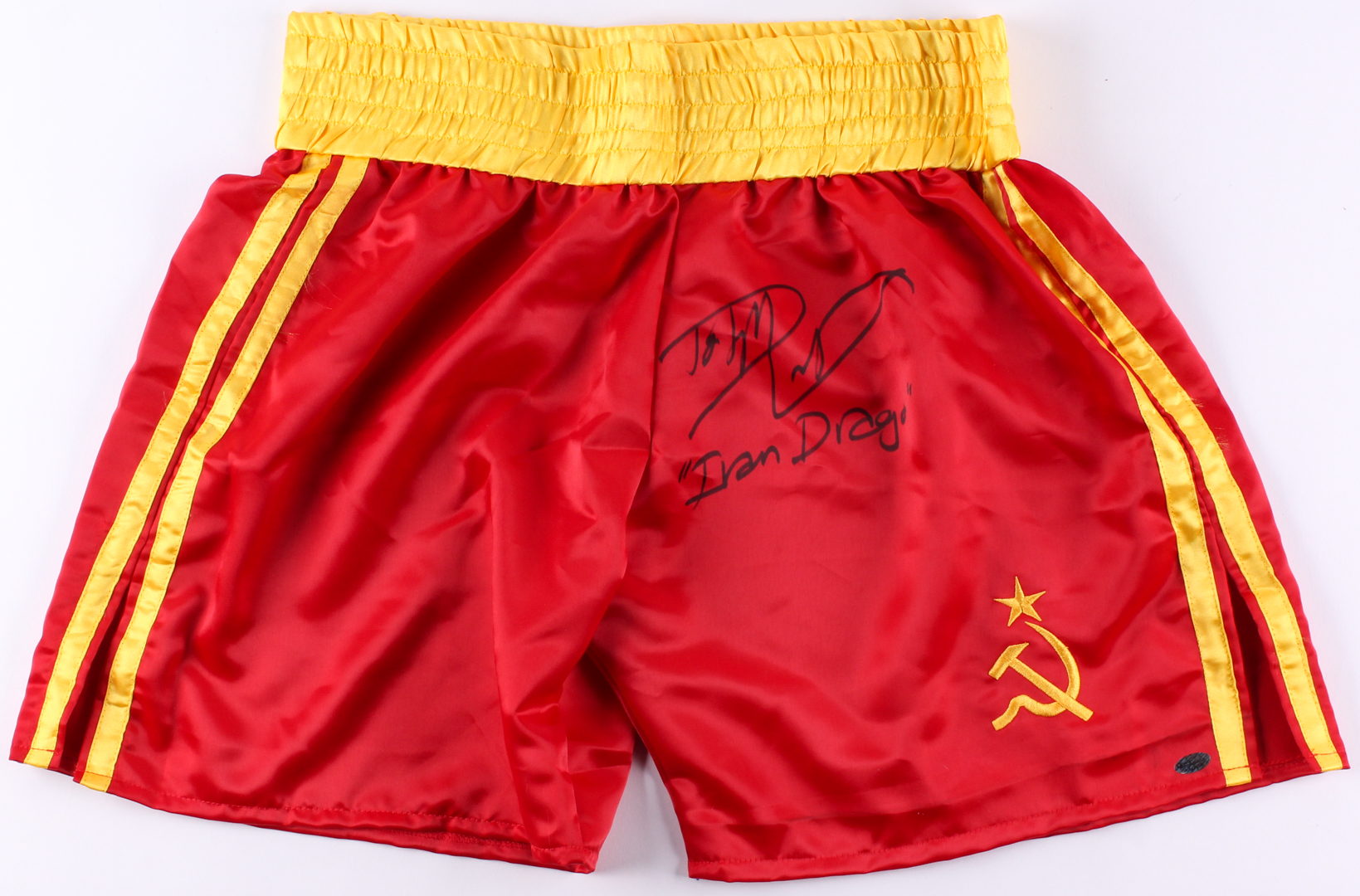 Dolph Lundgren Signed Russian Boxing Trunks Inscribed "Ivan Drago ...