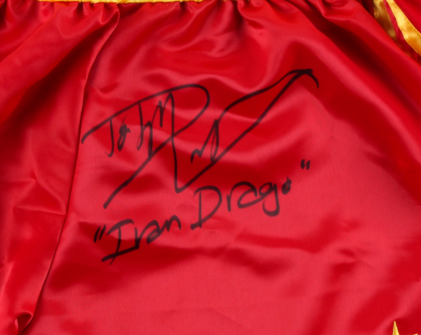 Dolph Lundgren Signed Russian Boxing Trunks Inscribed "Ivan Drago ...