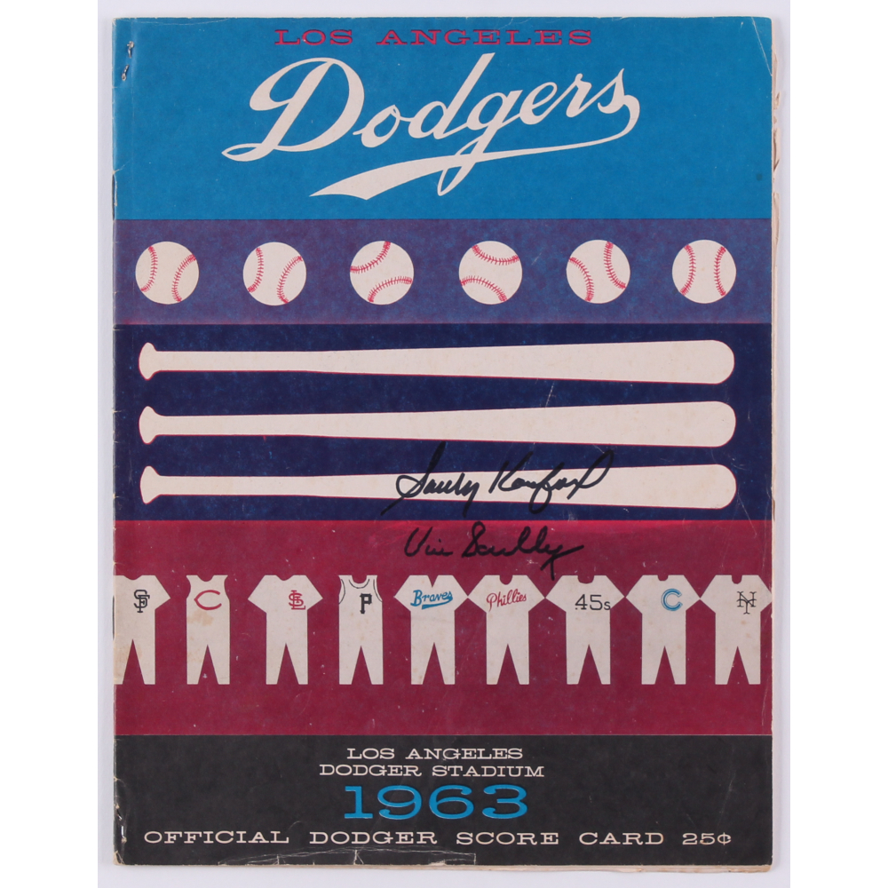 Sandy Koufax & Vin Scully Signed 1963 Scorebook (Online Authentics COA ...