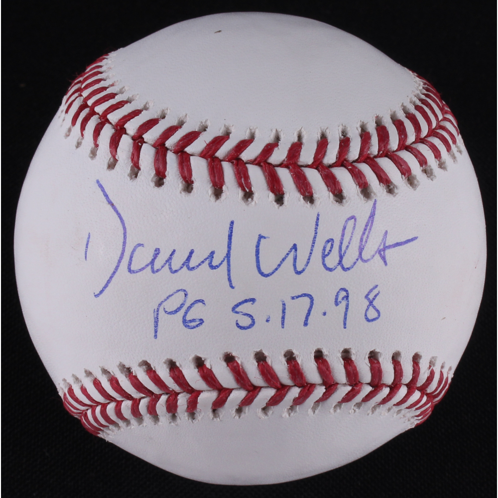 David Wells Signed OML Baseball Inscribed "PG 5-17-98" (JSA COA ...