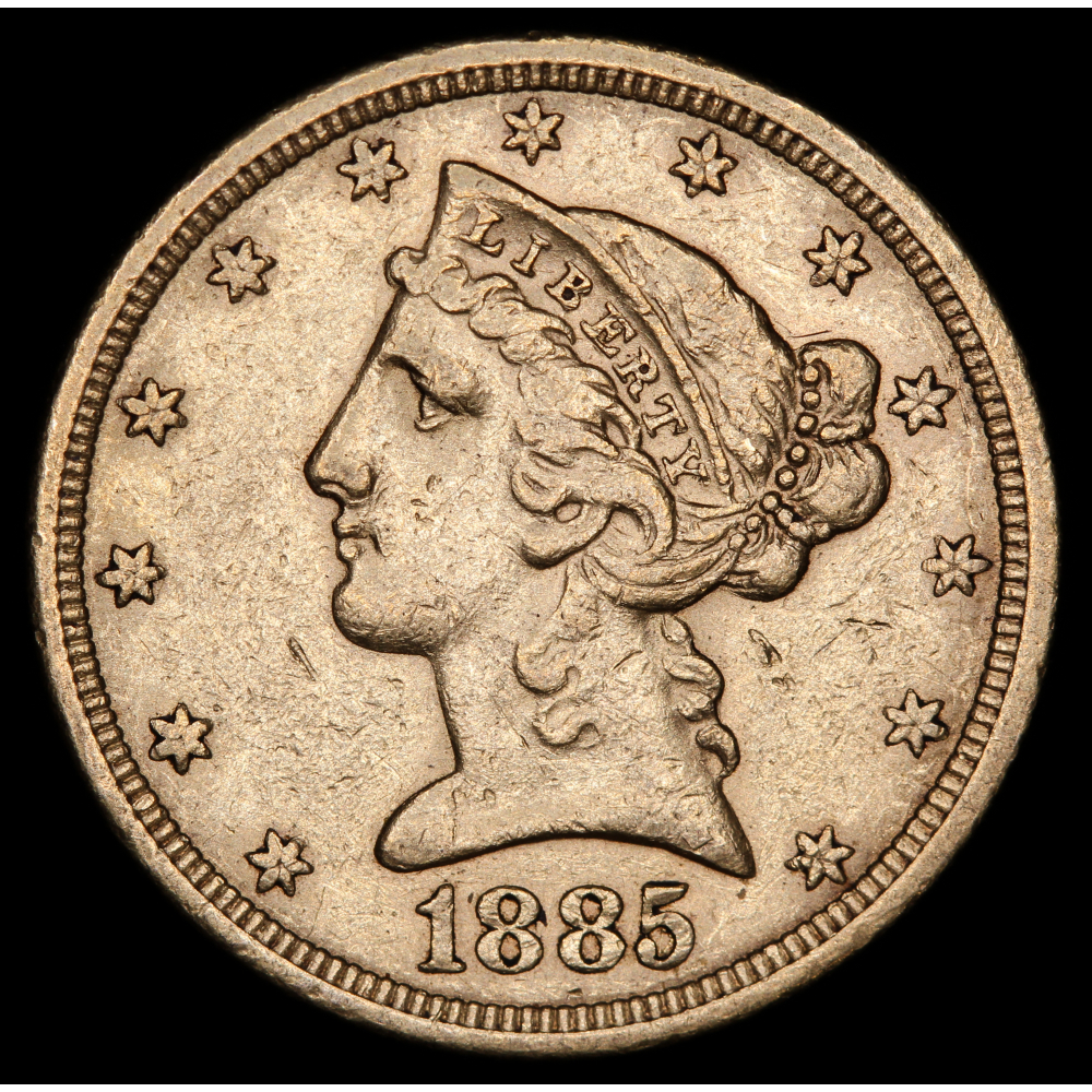 1885 $5 Five Dollars Liberty Head Half Eagle Gold Coin | Pristine Auction