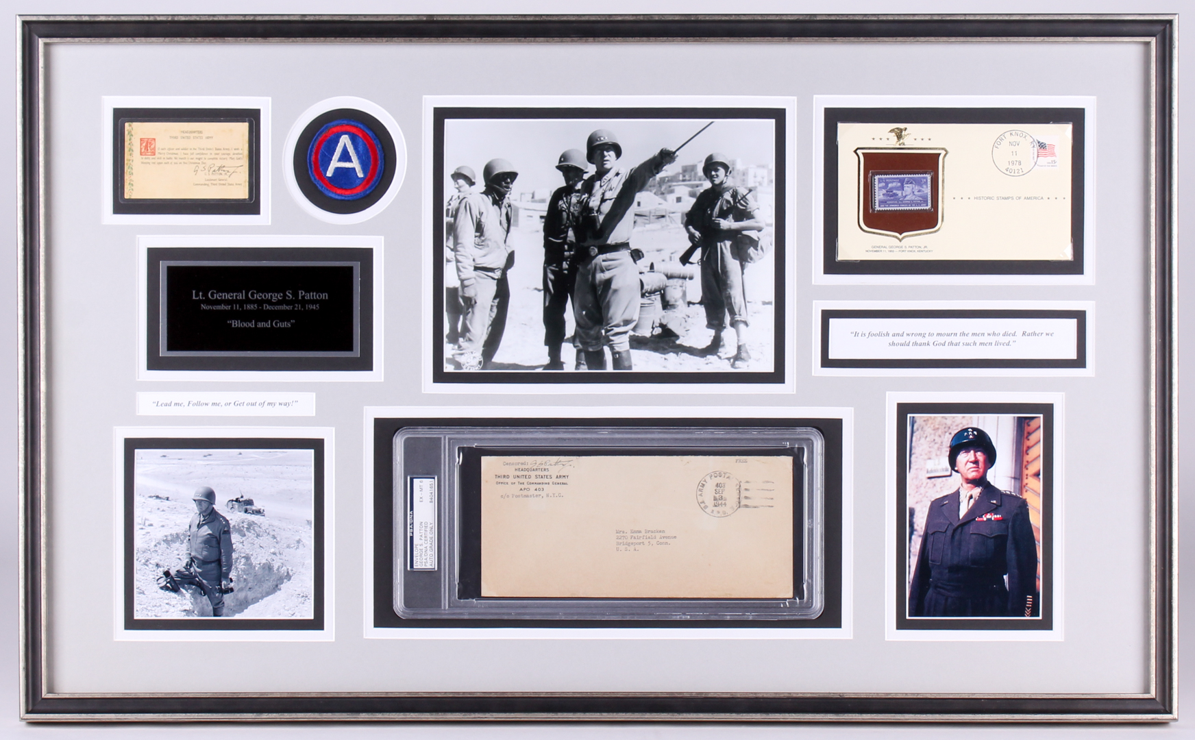 George S. Patton Signed 20x33 Custom Framed Memoribilia Display (PSA ...