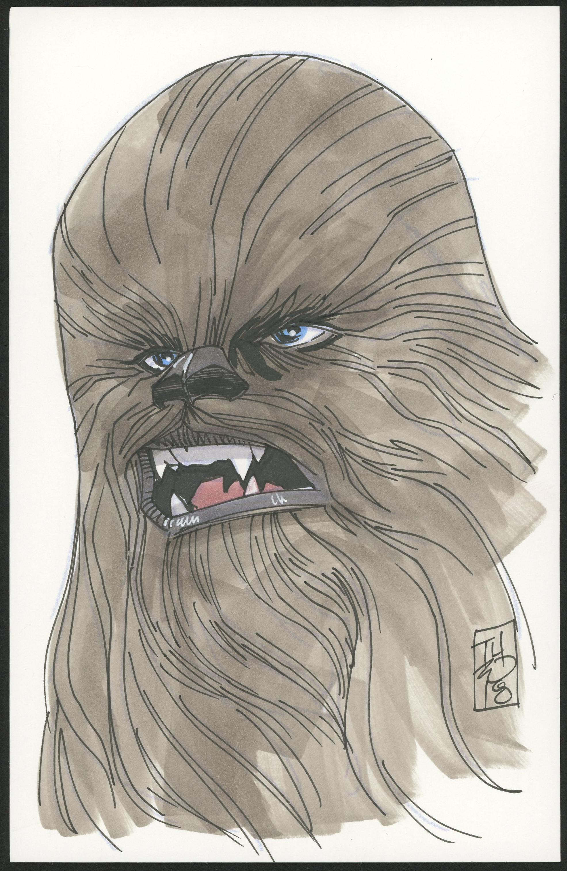 Tom Hodges Chewbacca Star Wars Signed Original 5 5 X 8 5 Color