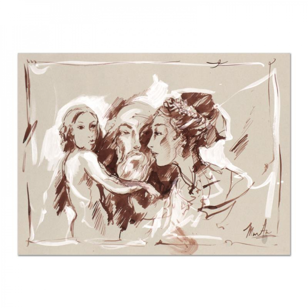 Marta Wiley Signed "Figures" 24x18 Original Ink Sketch with Thumb Print ...