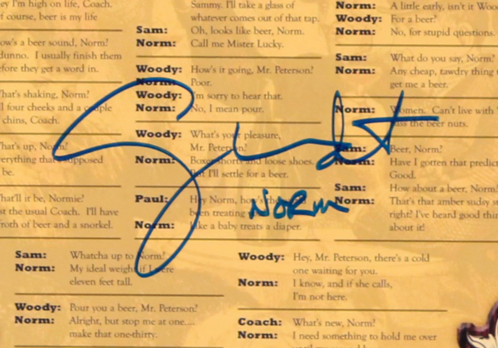 George Wendt Signed "Cheers" 8.5x11 Metal Sign Inscribed "Norm" (JSA ...