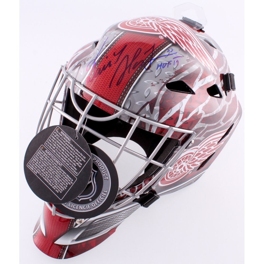 Dominik Hasek Signed Red Wings Full-Size Goalie Mask Inscribed "HOF 14 ...
