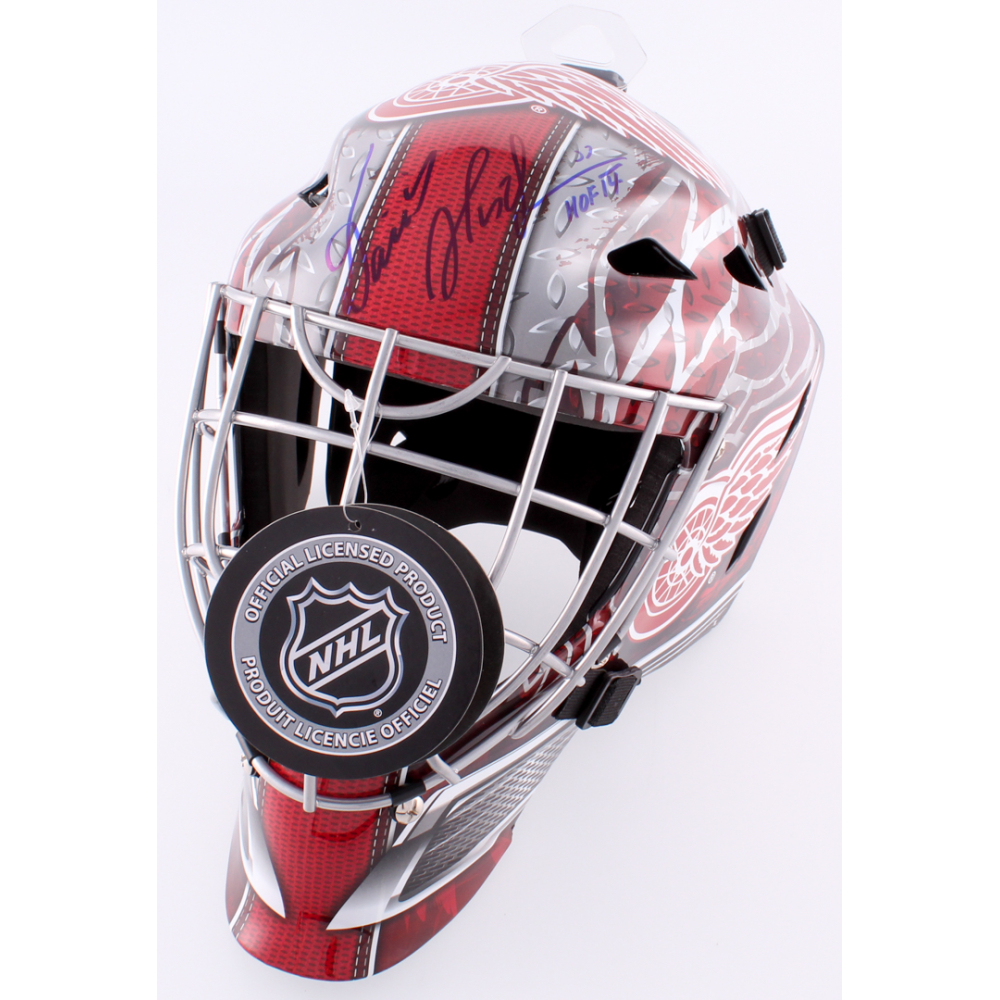 Dominik Hasek Signed Red Wings Full-Size Goalie Mask Inscribed "HOF 14 ...