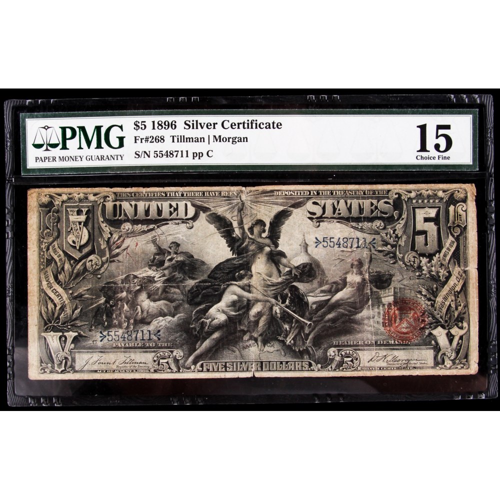 1896 5 Five Dollar Educational Series Large Size Silver Certificate 1896-5-five-dollar-educational-series-large-size-silver-certificate