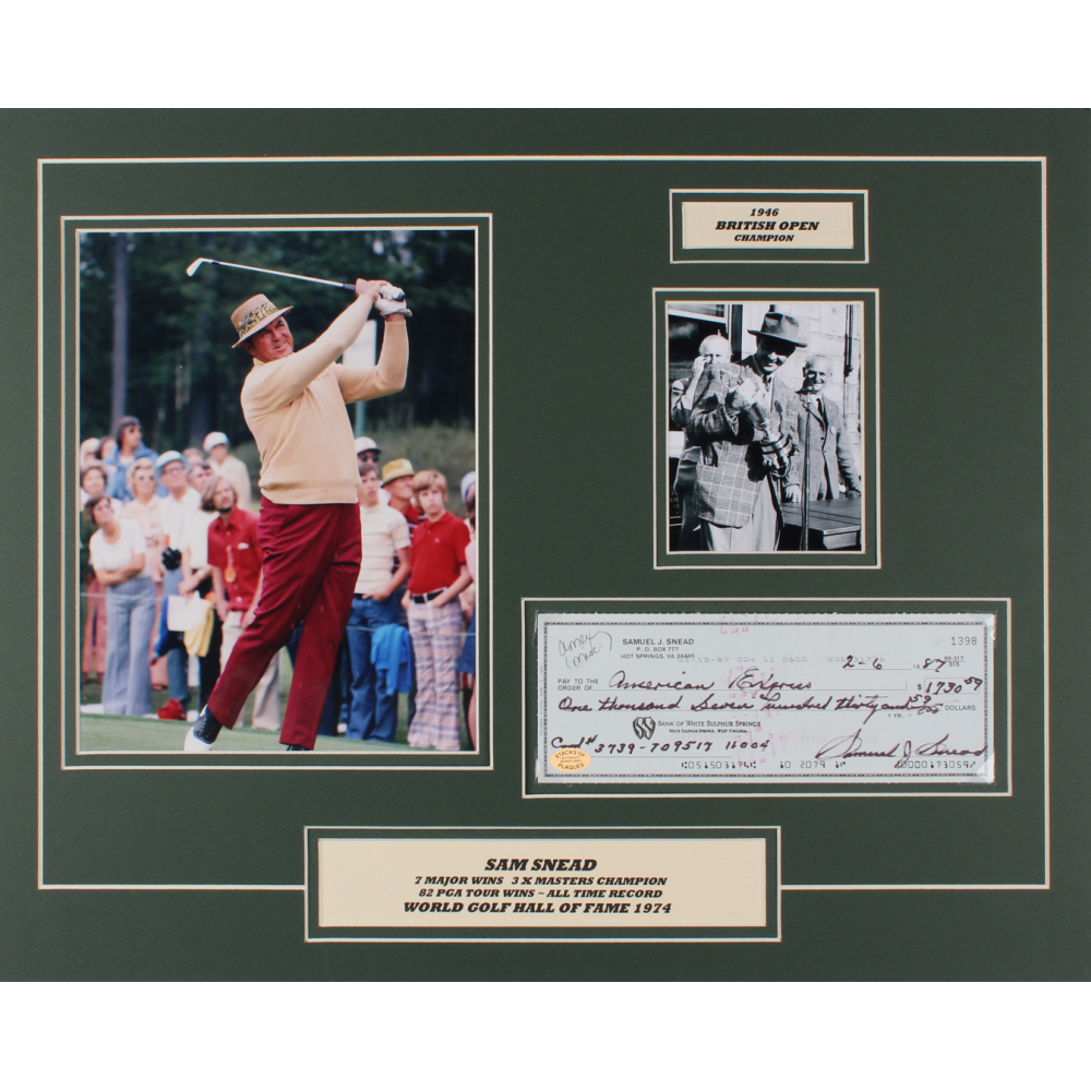 Sam Snead 16x20 Custom Matted Display with Signed Personal Check (SOP ...