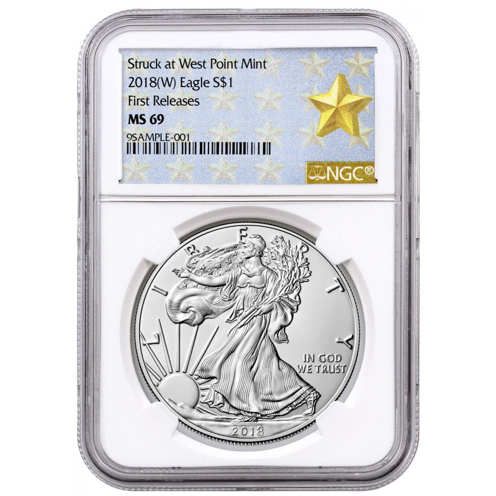 2018(W) American Silver Eagle $1 One-Dollar Coin, Struck at West Point Mint - First Releases ...