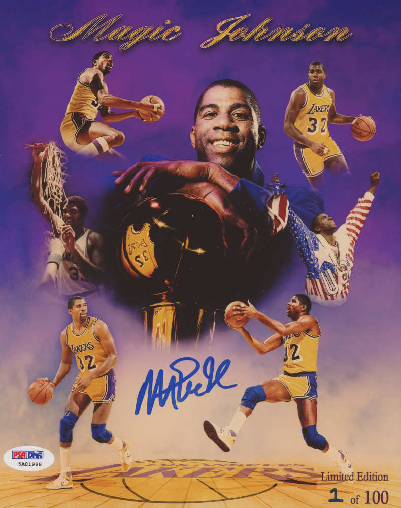 Magic Johnson Signed LE Lakers 8x10 Photo (PSA COA) | Pristine Auction