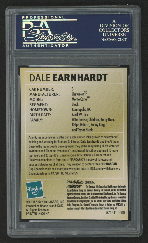 Dale Earnhardt Signed Hasbro Lifetime Series Trading Card (PSA ...