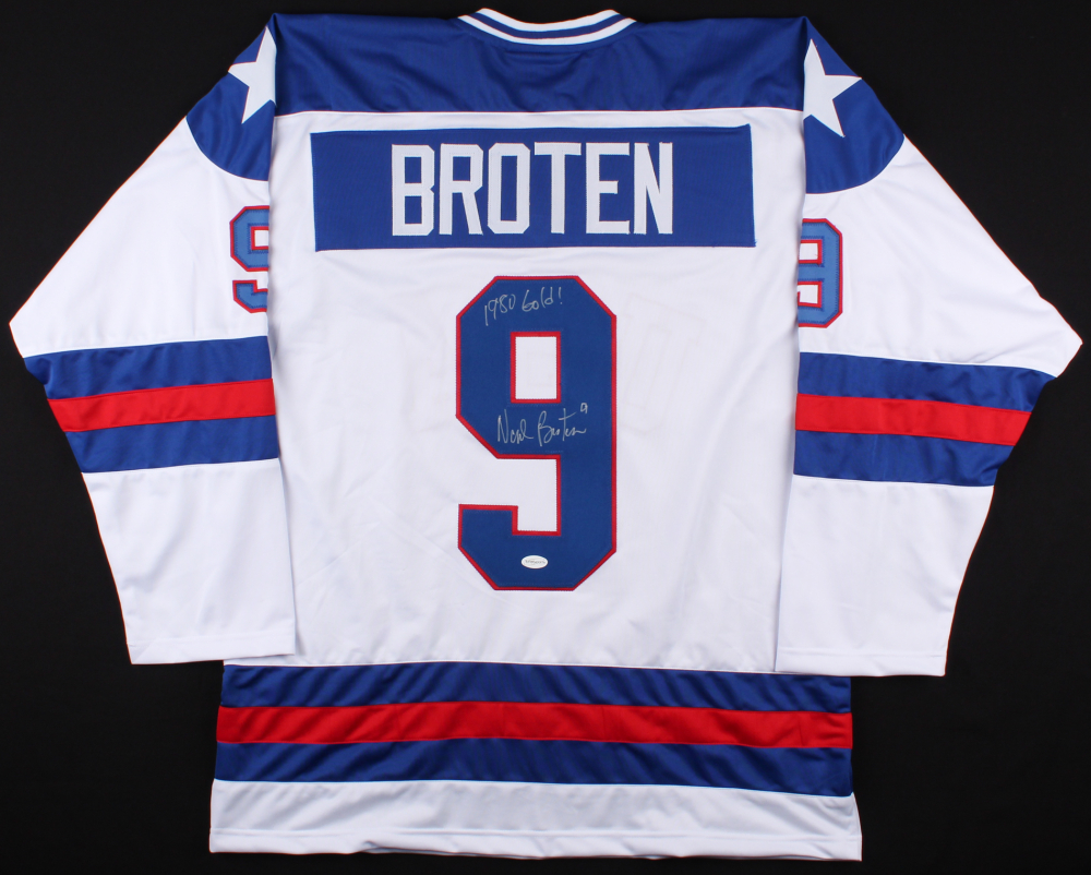 Neal Broten Signed Team USA Jersey Inscribed "1980 Gold!" (TSE COA ...