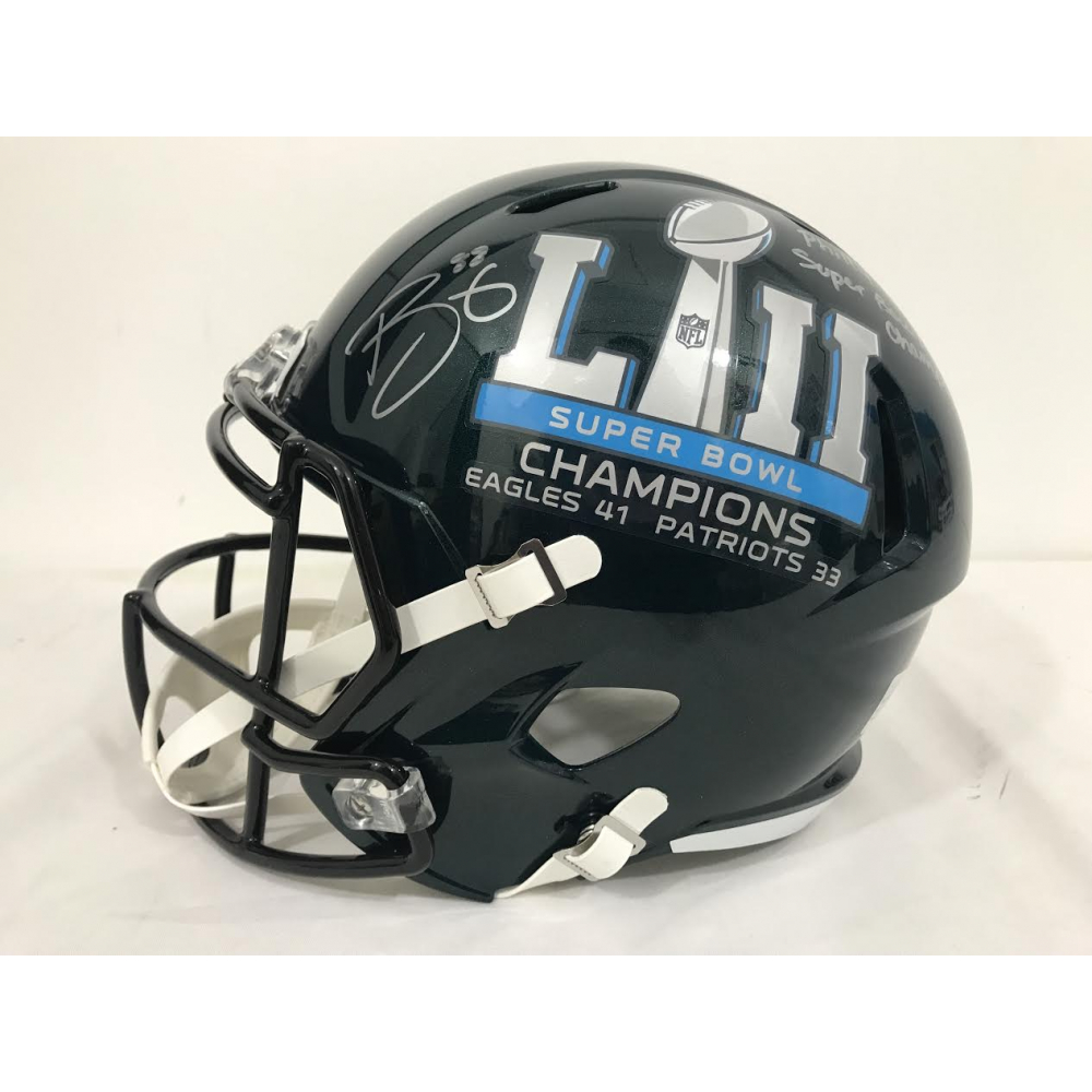 Trey Burton Signed Eagles Super Bowl LII Logo Full-Size Helmet ...