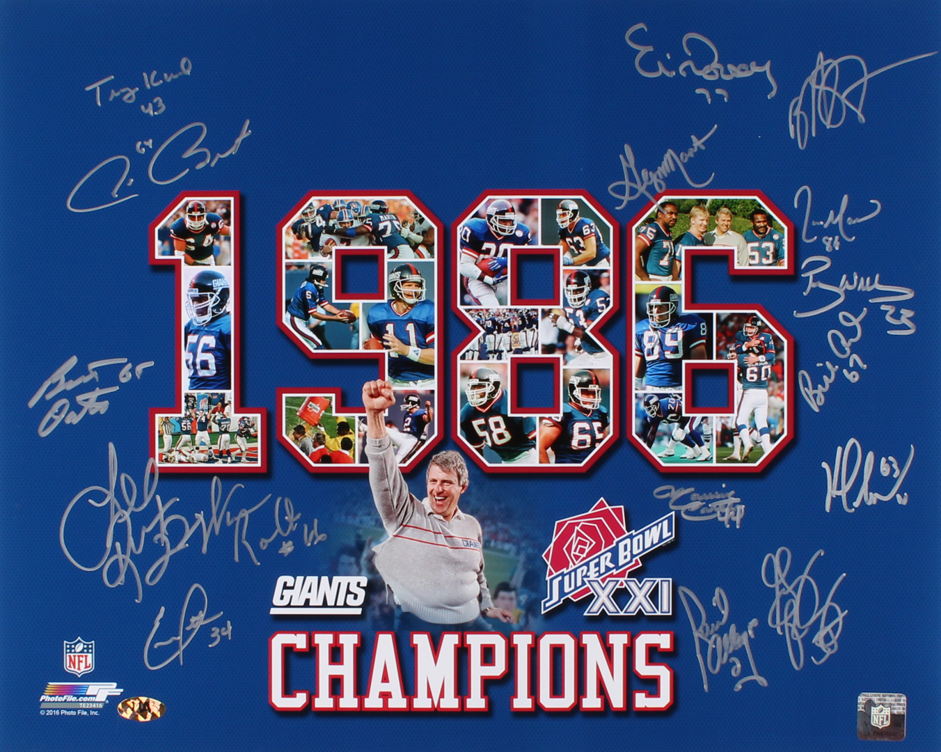 1986 Giants Super Bowl XXI Champions 16x20 Photo Team-Signed by (16 ...
