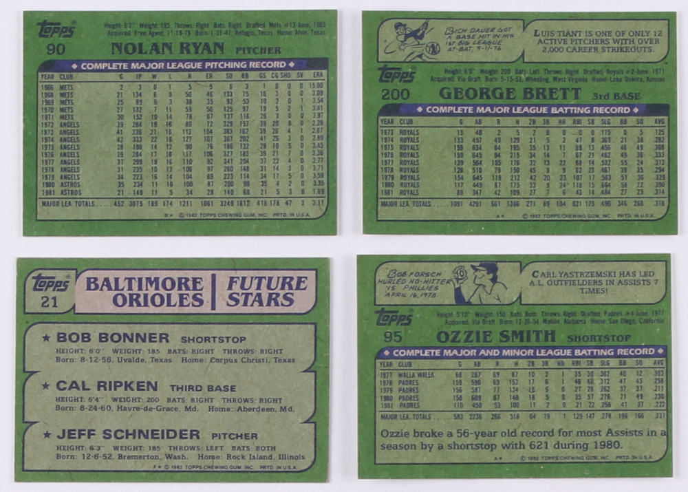 1982 Topps Complete Set Of (792) Baseball Cards With #95 Ozzie Smith