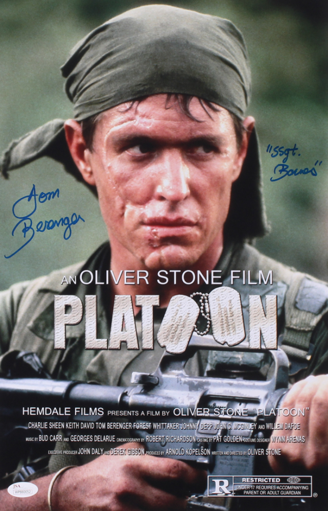 Tom Berenger Signed "Platoon" 11x17 Movie Poster Photo Inscribed "SSgt ...