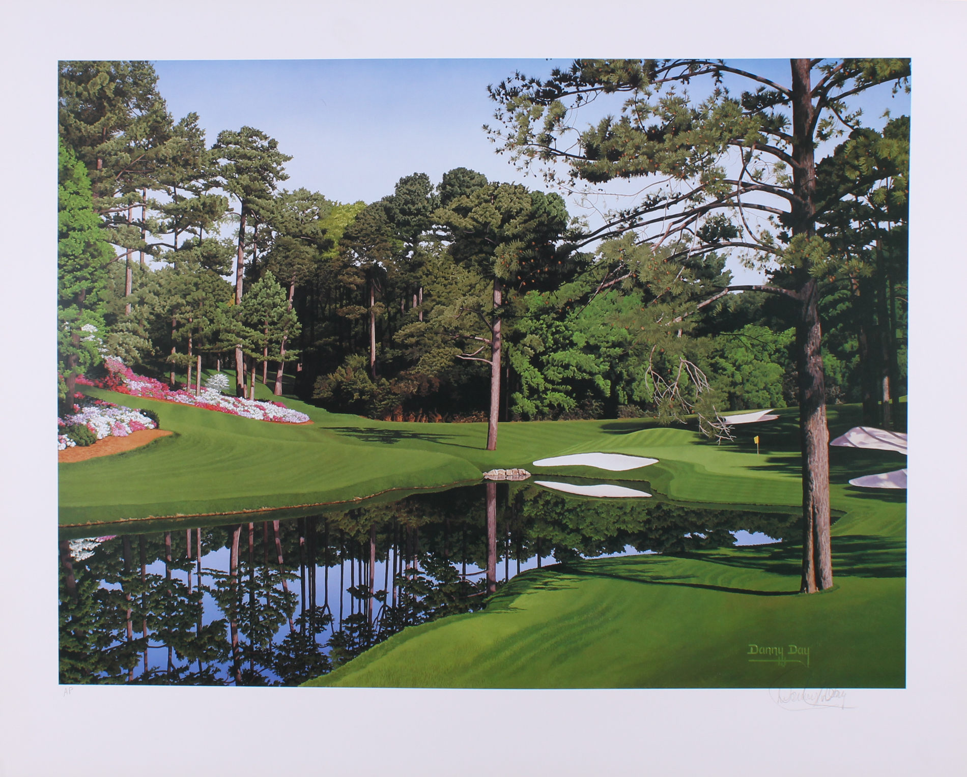 Danny Day Signed 1995 The Masters "The 16th at Augusta" Golf Course ...