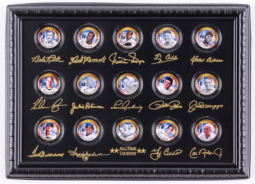Baseball Legends Set of (15) 24K Gold Plated & Colorized State Quarters ...