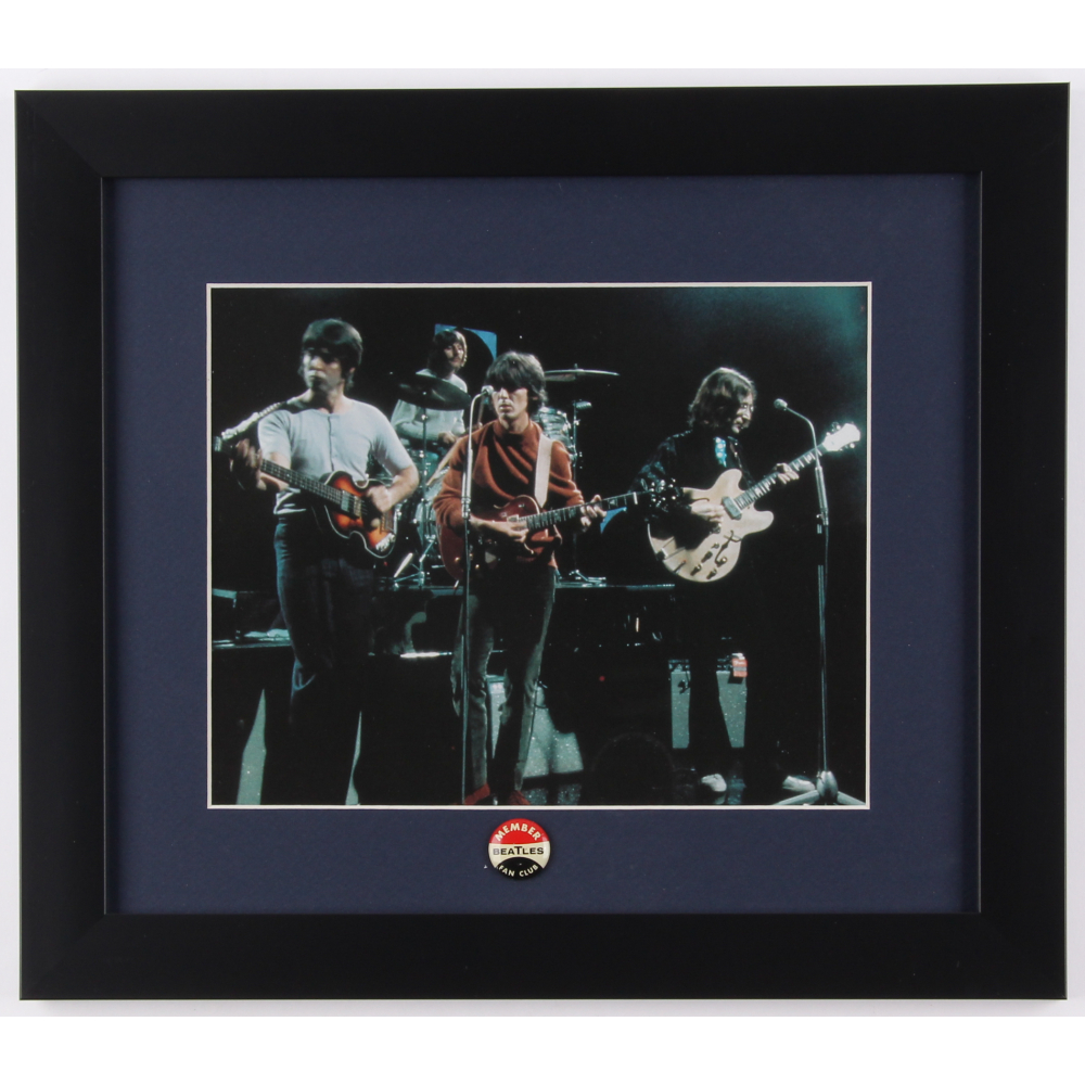 1960 Beatles 13x15 Custom Framed Photo display with Pin | Pristine Auction